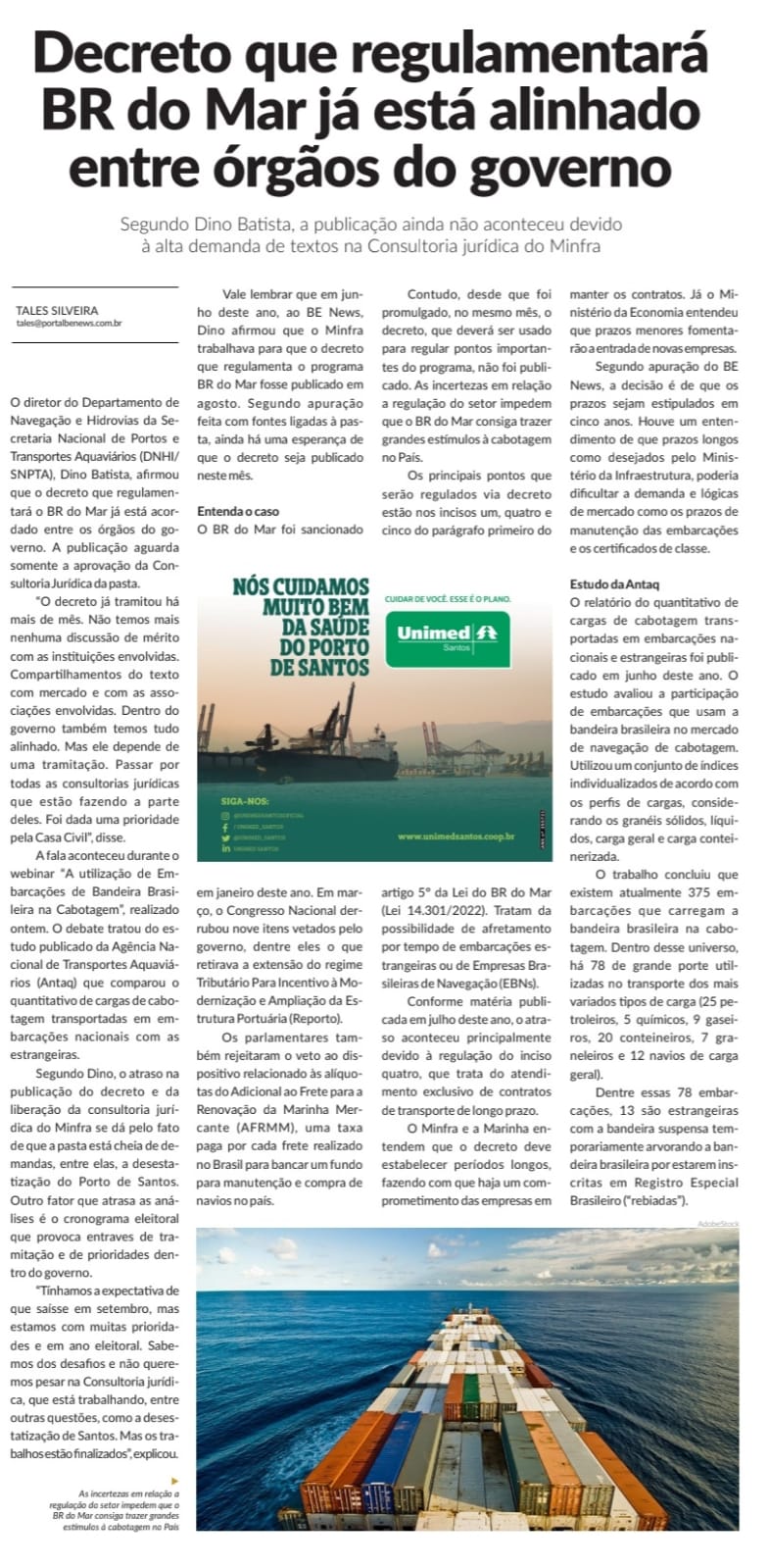 Sopesp - Decreto que regulamentará BR do Mar já está alinhando entre ...